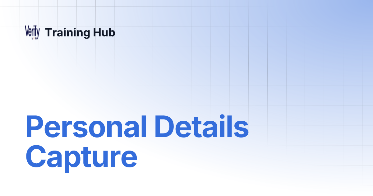 Personal Details Capture | Training Hub