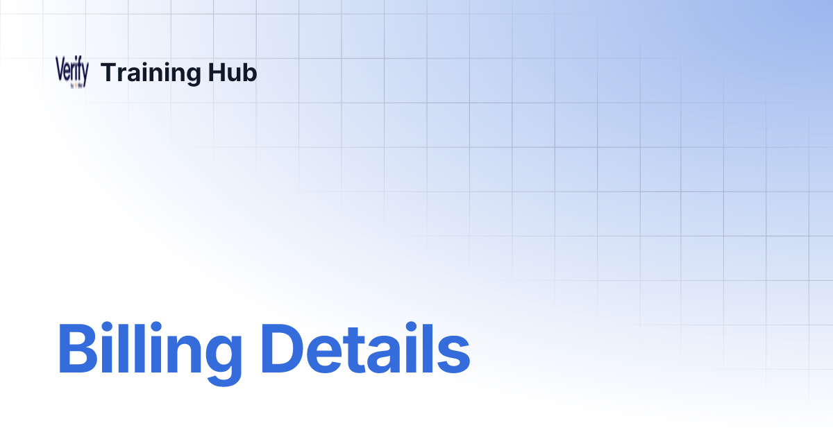 Billing Details | Training Hub