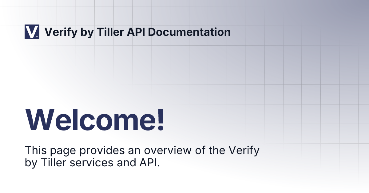 Welcome! | Verify by Tiller API Documentation
